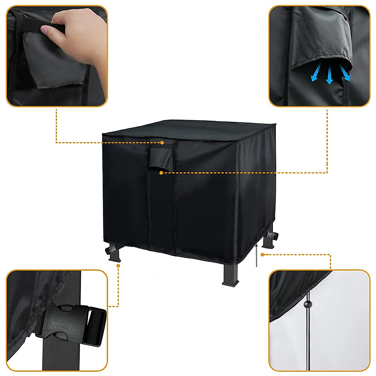 Sakeye Fire Pit Cover 30 x 30 x 25 inch Square, Waterproof Gas Firepit Table Cover Firepit Covers Fits for 28-30 In Outdoor Heavy Duty Lawn Patio Furniture Covers (Square, 2.Square - 30" Lx30 Wx25 H)