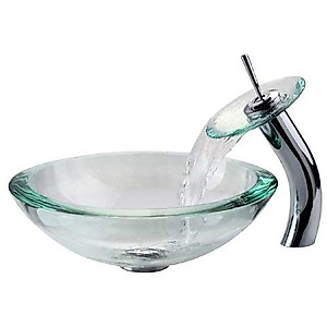 Kraus GV-150-19mm Clear 34mm edge Glass Vessel Bathroom Sink