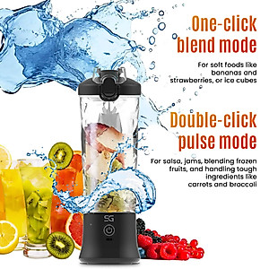 Stellar Goods Powerful Portable Blender for Smoothies & Shakes - Mini Blender with High-Torque Motor, Long-Life Battery, Leak-Proof Cup - One-Click & Pulse Mode - Personal Blender for Home, Travel