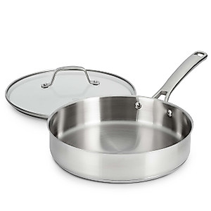 Calphalon Stainless Steel Cookware Sauce Pan with Lid, 3 qt., Stainless Steel
