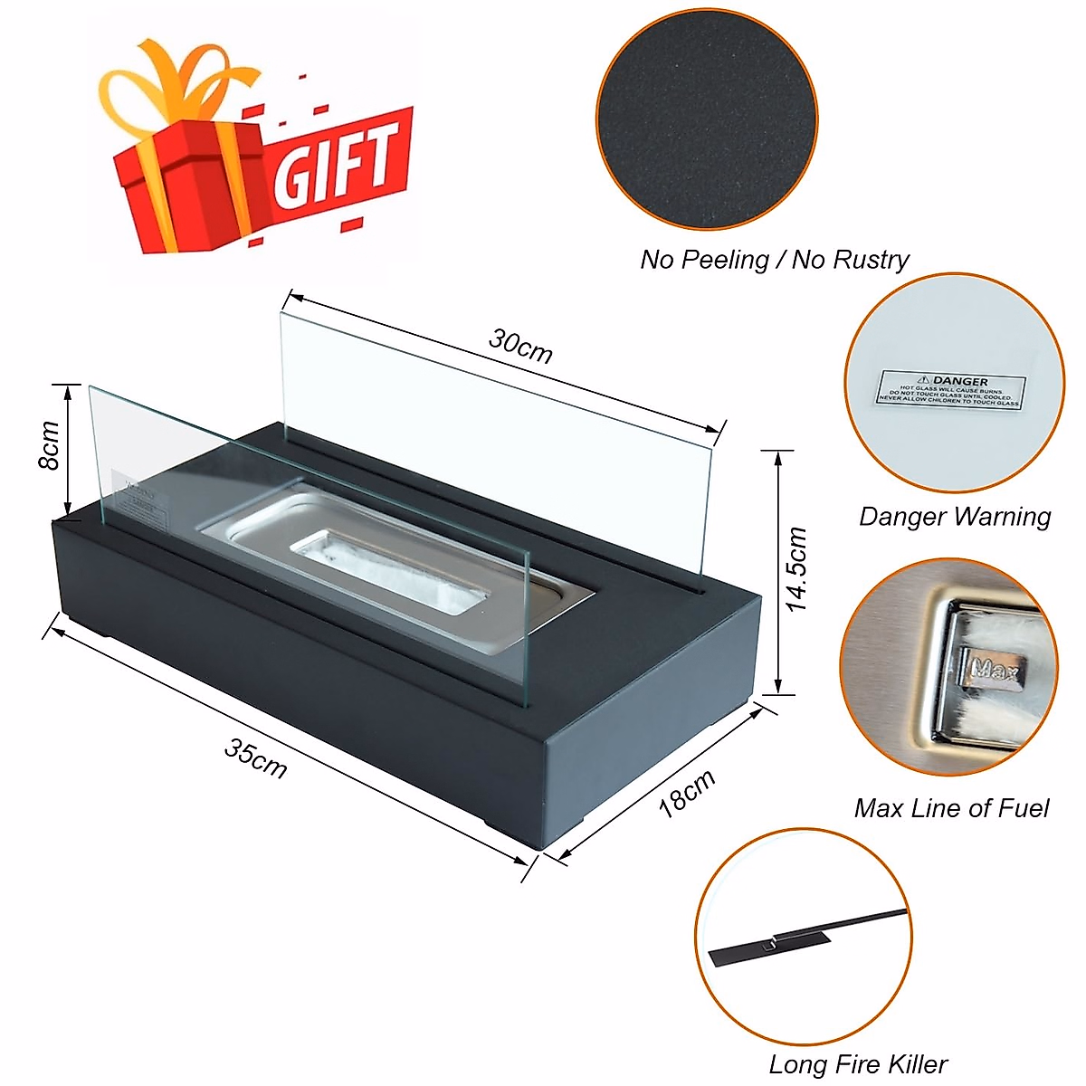 Eco Smart | Cosmo 50 Fire Pit Table | Natural Color | Ethonal Stainless Steel Gas Burner | Elegant Curved Design with Versatile Wide Lip | Complements Any Decor and Setting