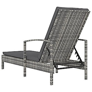 MBFLUUML Outdoor Lounge Chair, Sun Lounger with armrests Polyethylene Rattan Grey, Suitable for Outdoor situations Such as terraces, Poolside, Backyard, etc.