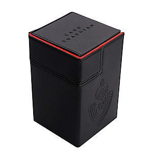 Card Guardian - Premium 100 Card Deck Box with Dice Compartment for Trading Card Games TCG (Black) Compatible with Magic the gathering (MTG), Commander Deck, Yugioh Deck Box, Sports Cards Binder