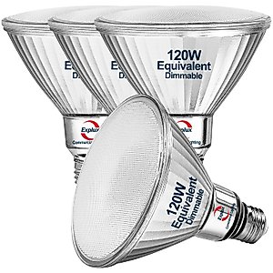 Explux Commercial-grade LED PAR38, 120W Equivalent, 1500 Lumens, 40000 Hours, Classic Full Glass Flood Light Bulbs, Dimmable, Waterproof & Anti-Ageing, Daylight 5000K Spotlight, 4-Pack