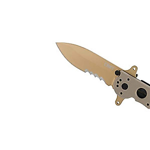 CRKT M21-14DSFG EDC Folding Pocket Knife: Special Forces Everyday Carry, Tan Serrated Edge Blade, Veff Serrations, Automated Liner Safety, Dual Hilt, Desert G10 Handle, Reversible Pocket Clip