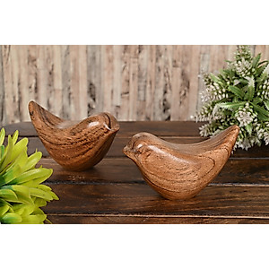 NIRMAN Acacia Wood Bird Statues Set Home Décor Bird Sculpture for Living Room, Bathroom, Office Modern Style Birds Decorative Ornaments (Set of 2) (4.5" x 2" x 2.5")