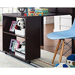 Naomi Home Twin Size Loft Bed with Desk Low Study Kids Twin Loft Bed with Storage Pine Wood Loft Bed for Kids Twin Loft Bed with Cabinet Ladder, Safety Guard Rails, Bookcase Shelf, Espresso