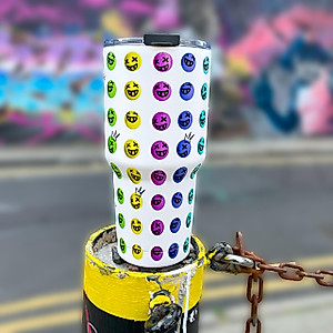 URBANCAN 30 oz Insulated Tumbler with Lid and Straw - Drink In Style with a Stainless Steel Tumbler Travel Mug - Premium Double Walled Thermos Flask - Play On Neon