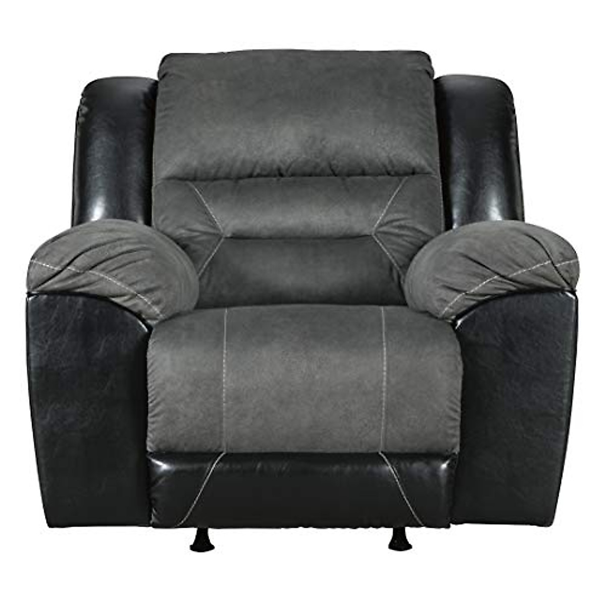 Signature Design by Ashley Earhart Faux Leather Manual Rocker Recliner, Gray