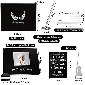 Yexiya Funeral Guest Book Memorial Guest Book Condolence Celebration of Life Decorations 150 Pcs Share a Memory Cards Signature Pen Memory Table Sign 124 Pages Hardcover in Loving Memory Guest Book