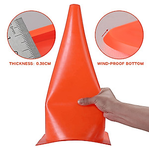 18 Inch Traffic Safety Cones, [4 Pack] Orange Parking Cones Training Cones, Plastic Cones for Indoor/Outdoor Activity & Festive Events