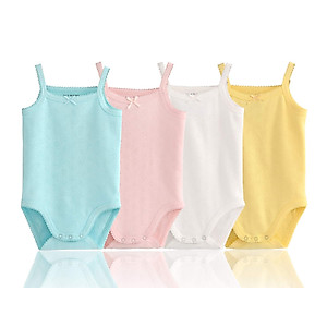 Blueleyu Baby Girls Spaghetti Strap Bodysuit SleevelessTank Top Cotton Baby One-Pieces Pack of Baby Summer Clothes (2-3T)