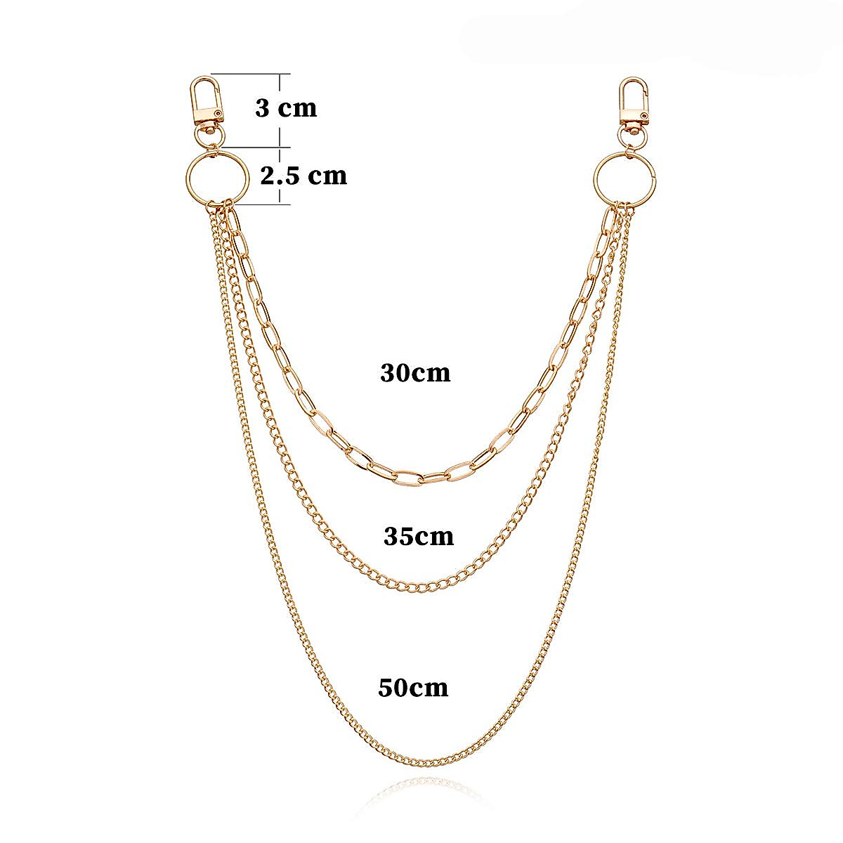 Plzoslly 2 Pieces Belt Chains Jeans Chains for Men Women, Stainless Steel Wallet Chain Hip Hop Pants Chain Pocket Chain for Wallet, Jeans Pants, Belt, Handbag