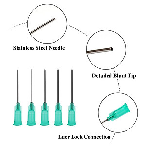 Shintop Dispensing Needle, 1 Inch 18G Blunt Tip Syringe Needles with Luer Lock for Refilling Glue, Inks and Syringes (Pack of 100)