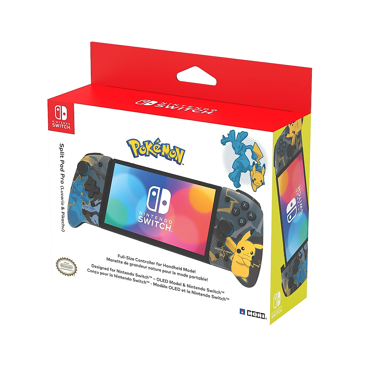 HORI Nintendo Switch Split Pad Pro (Pikachu & Lucario) - Ergonomic Controller for Handheld Mode - Officially Licensed by Nintendo & Pokémon