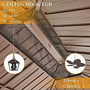 YOLENY 12' x 16' Hardtop Gazebo with Galvanized Steel Double Roof, Pergolas Aluminum Frame, Netting and Curtains Included, Metal Outdoor Gazebos for Garden, Patios, Lawns, Parties