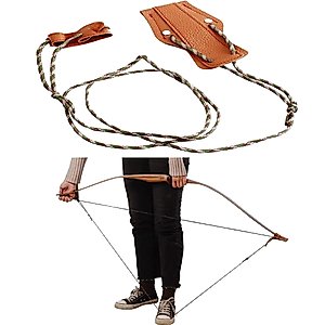 SOPOGER Archery Stringer Recurve Bow Stringer Tool, Longbow Stringer Tool to Install Bow String Easily Archery Bow Stringer for Recurve Bow Accessories (Brown)
