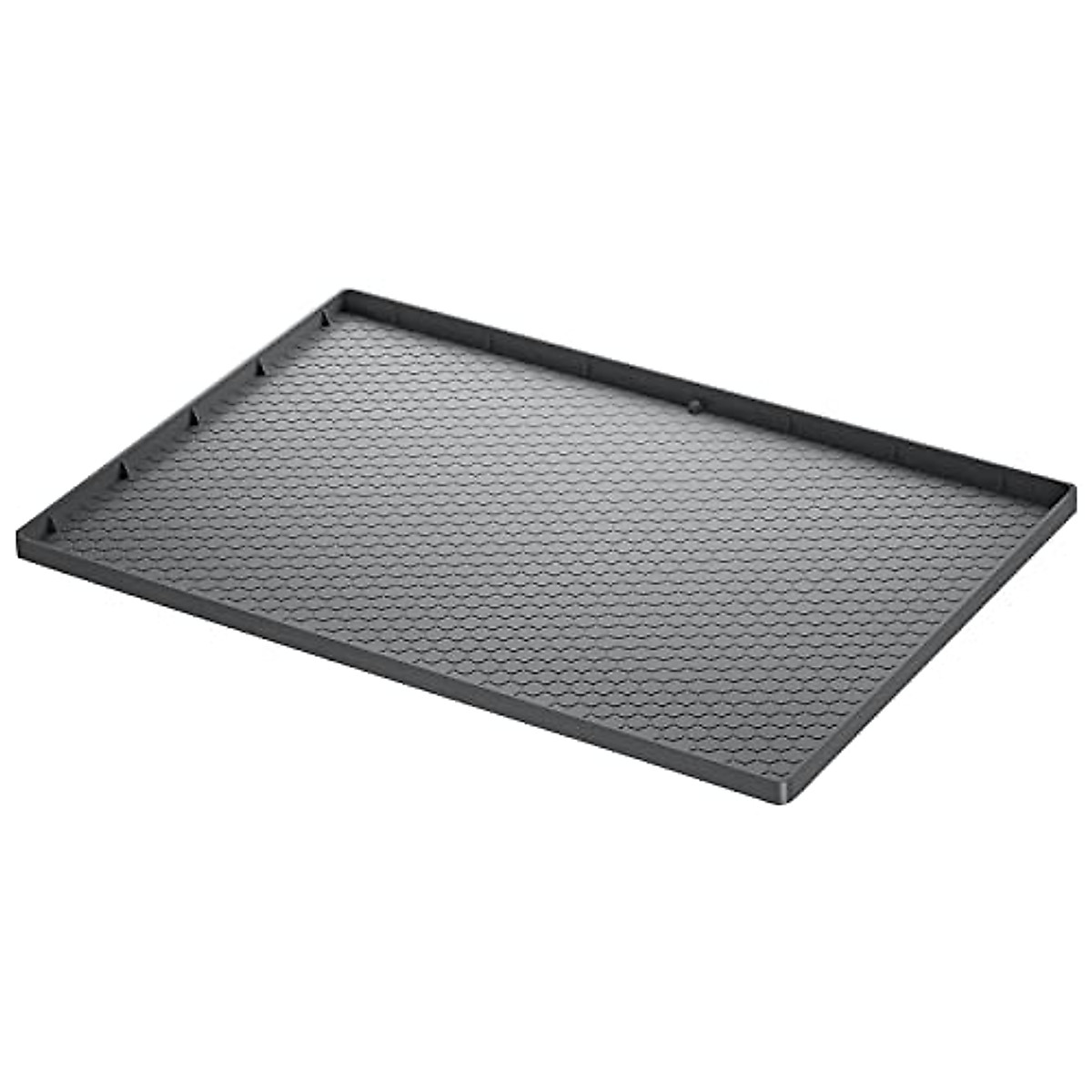 Under Sink Mat Tray,34" x 22" Silicone Under Sink Mat for Kitchen Cabinet,Waterproof Shelf Liner with Drain Hole,Kitchen Bathroom Cabinet Mat for Leaks, Drips, Spills (Grey)