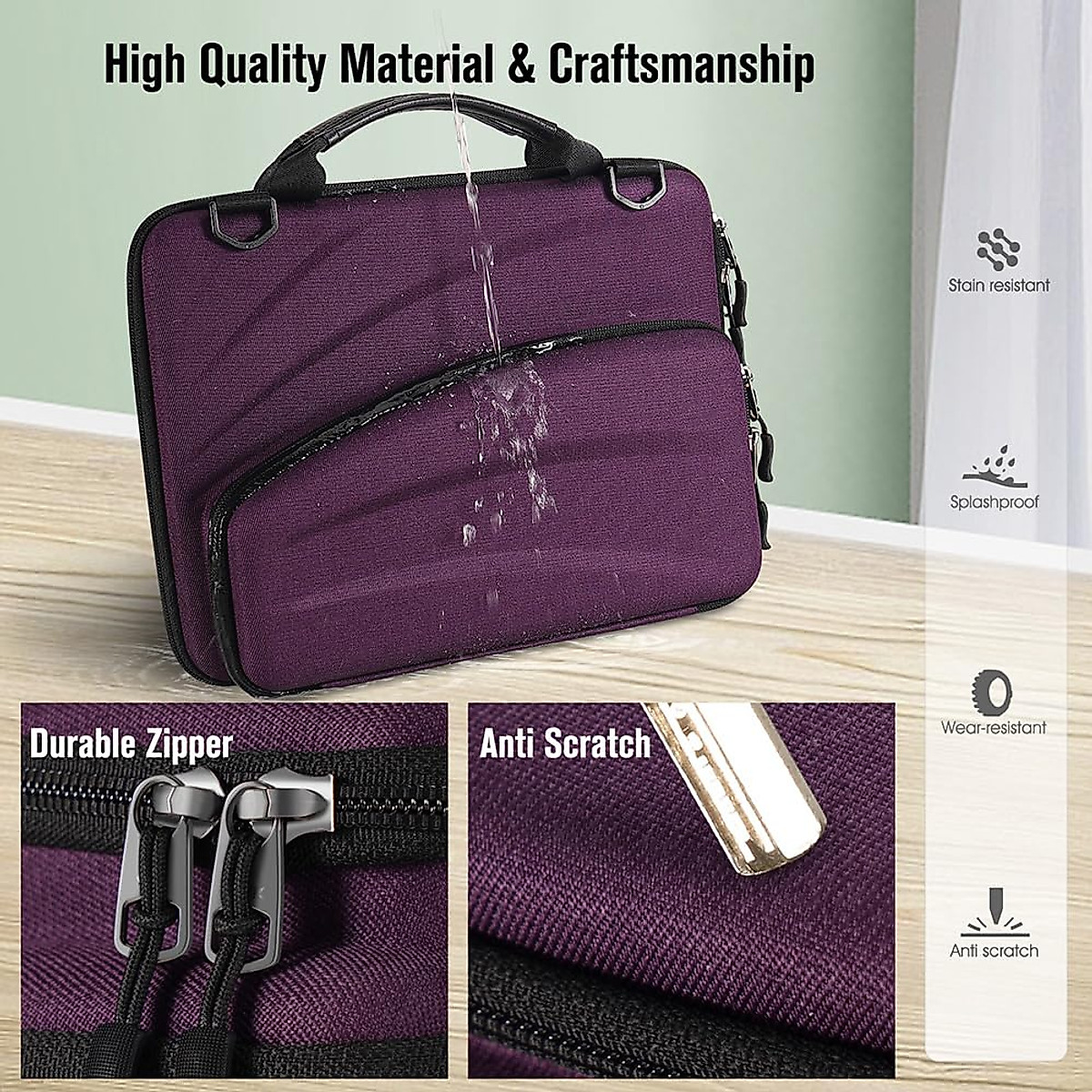 FINPAC 11-11.6 Inch Chromebook Sleeve Case - Protective Briefcase Shoulder Bag with Accessory Pouch for Up to 11.6" Laptop Notebook Ultrabook, Purple