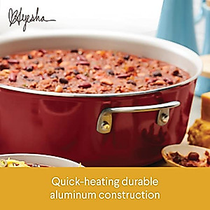 Ayesha Curry Home Collection Nonstick Cookware Pots and Pans Set, 9 Piece, Sienna Red