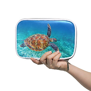 Bardic Pen Pencil Case Ocean Animal Sea Turtle Makeup Brush Bag Travel Organizer Cosmetic Pouch Passport Holder For Men Women