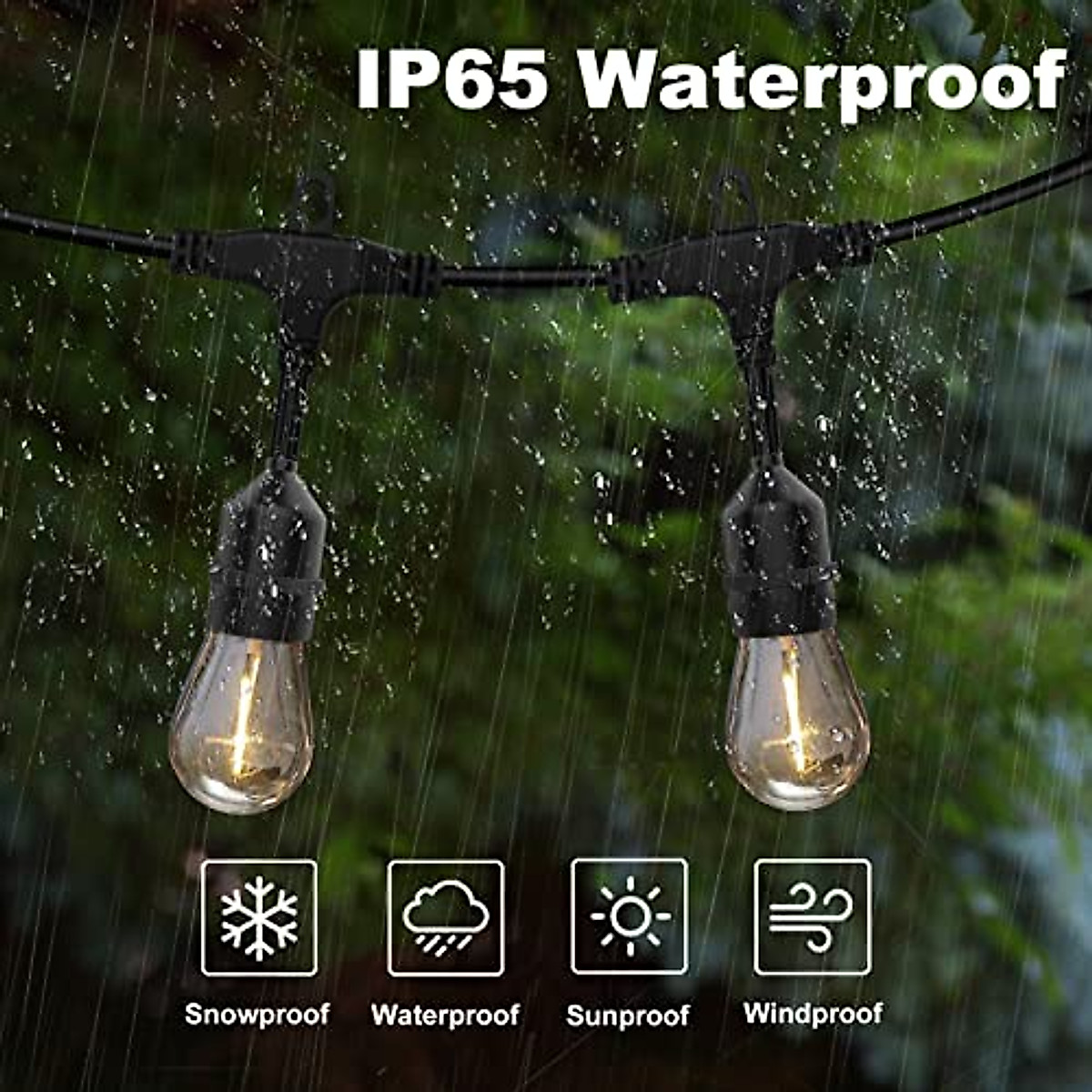 Achin Outdoor String Lights 150 Feet LED Waterproof Patio Lights with 50 Shatterproof Dimmable Warm Edison Bulbs String Lights for Outdoor Gazebo Bistro Wedding Birthday Party Lights, Connectable