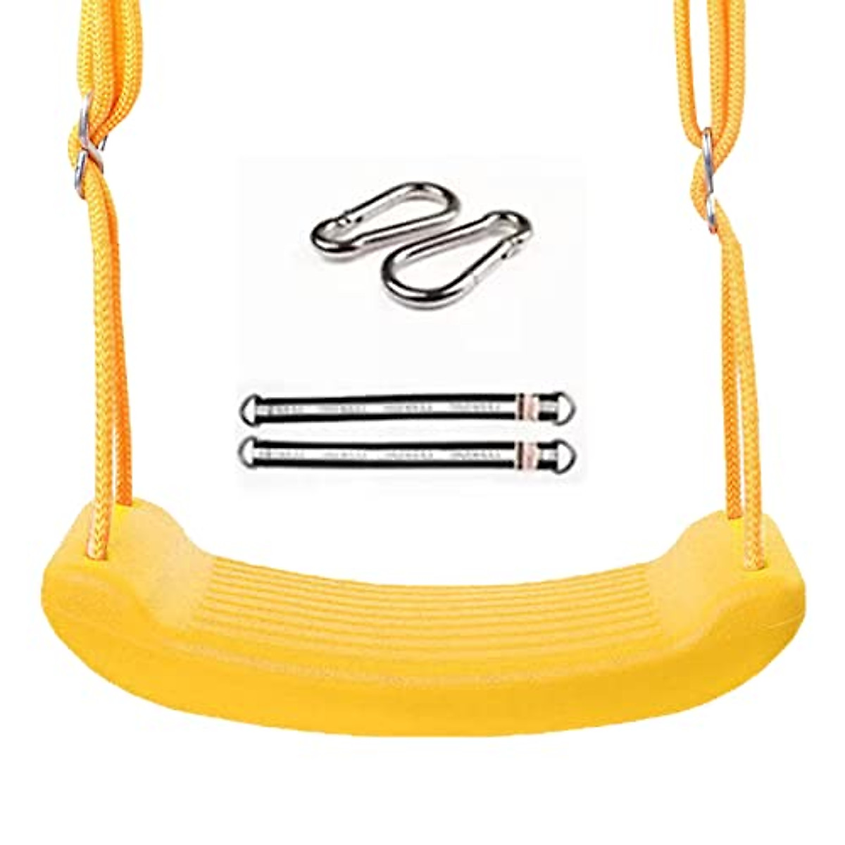 Plastic Swing Seat, Yard Swing for Kids and Adults with Rope and Carabiners, Swings Pro with Non Slip Tape for Backyard Playground Indoor Outdoor(Yellow)