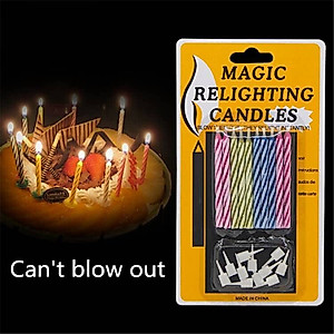 20 Pcs Funny Magic Relight Birthday Decorations Candles, Novelty Trick Candles for Birthday Party, Fool's Day, Christmas Celebration