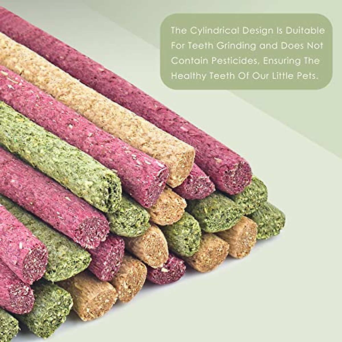 ERKOON 25 Pcs Timothy Hay Sticks,Rabbit Chew Toys for Teeth Natural Timothy Grass Molar Sticks Rabbits Treats for Bunnies, Chinchilla Guinea Pigs, Gerbil, Hamster (Timothy+Oatmeal+Beet)