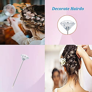 200PCS Bouquet Pins, Sewing Corsages Flower Pins, Long 2inch Floral Diamond Rhinestones Pins, Straight Head Pins for Wedding, Jewelry DIY Decoration, Quilting and Craft by Sunenlyst