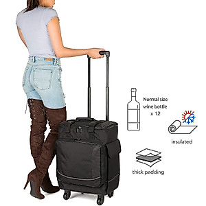 GOODHOPE BAGS Elevated 12 Bottles Wine Cooler with 4-Spinner Wheels