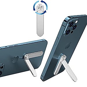 KWOLYKIM 360° Phone Kickstand, 2021 Silvery Multi-Angle Aluminum Phone Kickstand Adjustable Angle 180 Degree Vertical and Horizontal Back Stand