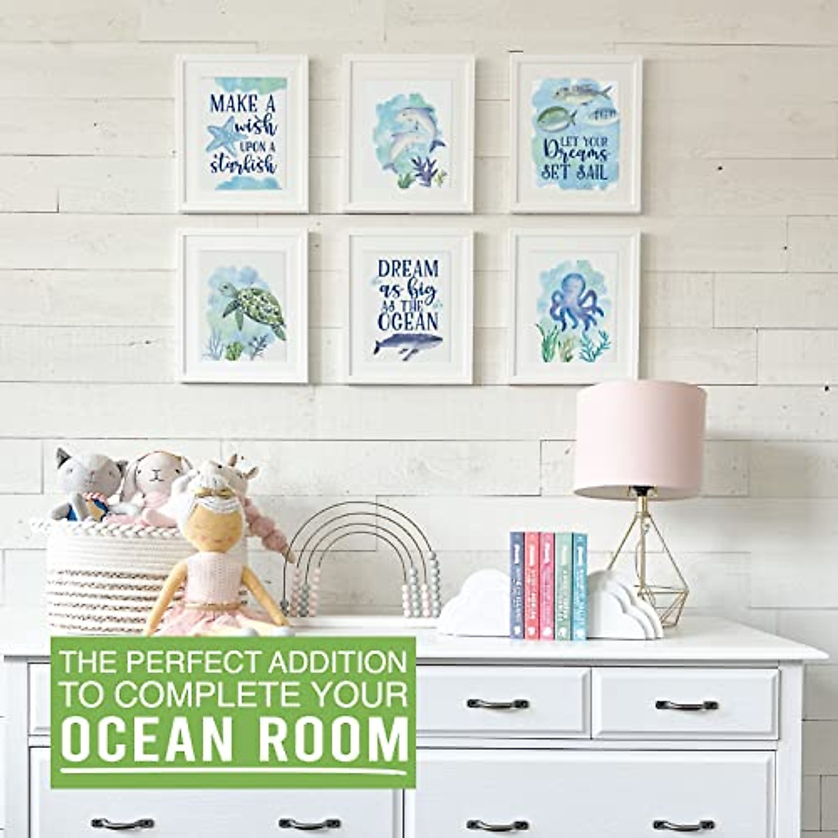 6 Reversible 8x10 Watercolor Ocean Wall Art Prints, Beach Wall Decor For Bedroom Posters For Kids, Beach Bathroom Decor Wall Art Prints, Ocean Wall Decor For Room Posters, Beach Party Decorations For Wall Prints