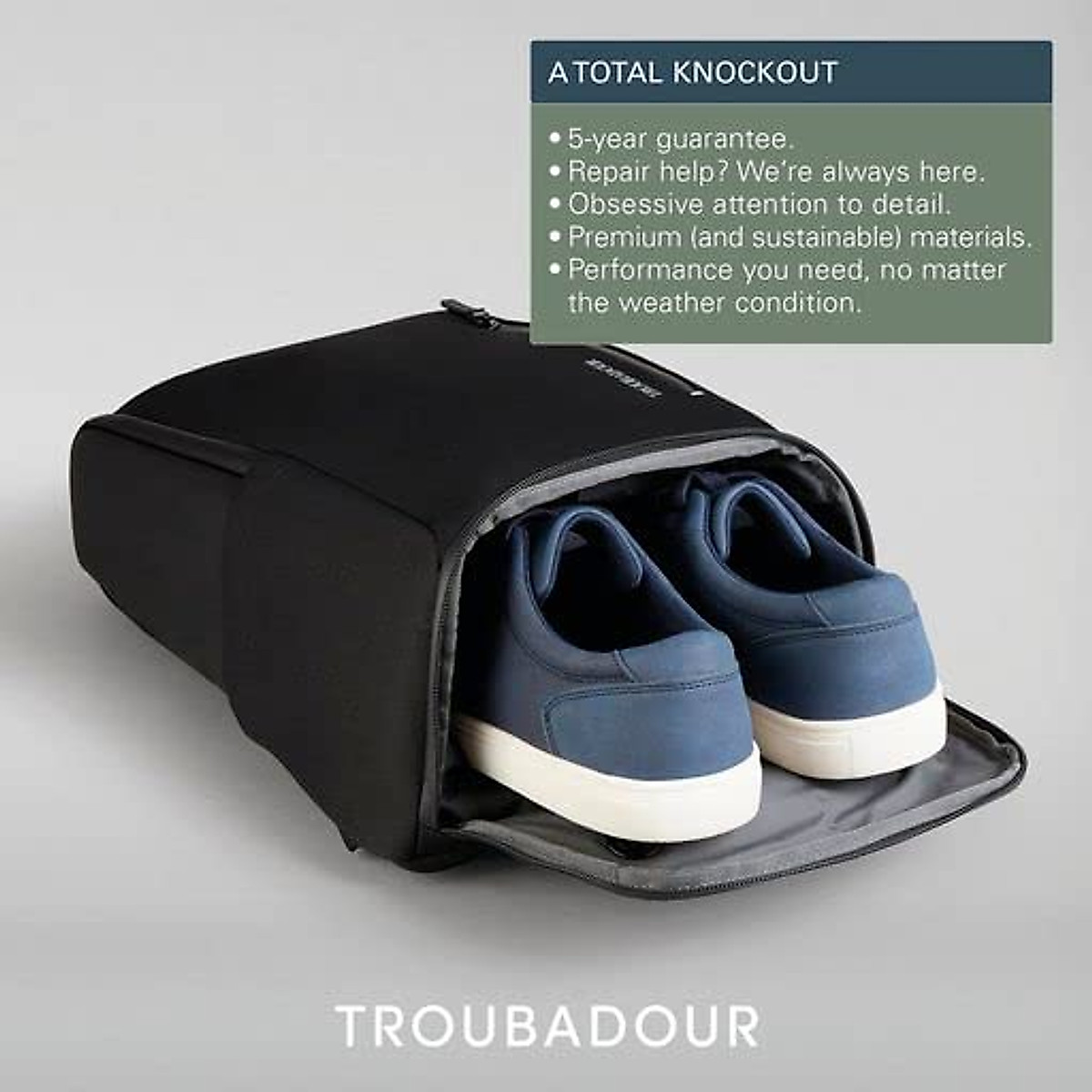 Troubadour Pioneer Backpack - Premium Easy-Access Backpack - Lightweight, Waterproof, Vegan Construction - Spacious Organization - Great for Travel, Work, School, the Gym, Sports or On-The-Go - Black