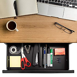 Mount-It! Under Desk Pull-Out Drawer Kit with Smooth Sliding Track | Office Storage Organizer | Mounts to Desktops Tables and Workbenches Over 0.71 Inches Thick | Matte Black