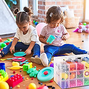 QUEFE 5-Tier Stackable Storage Container Box with 50 Compartments, Plastic Organizer Box for Arts and Crafts, Toy, Fuse Beads, Washi Tapes