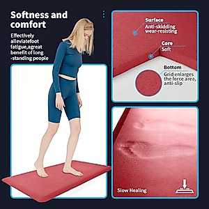 Art3d Anti Fatigue Mat - 1/2 Inch Cushioned Kitchen Mats - Comfort & Non Slip Cushion for Standing Desk, Office or Garage Floor (17.3"x28", Red)