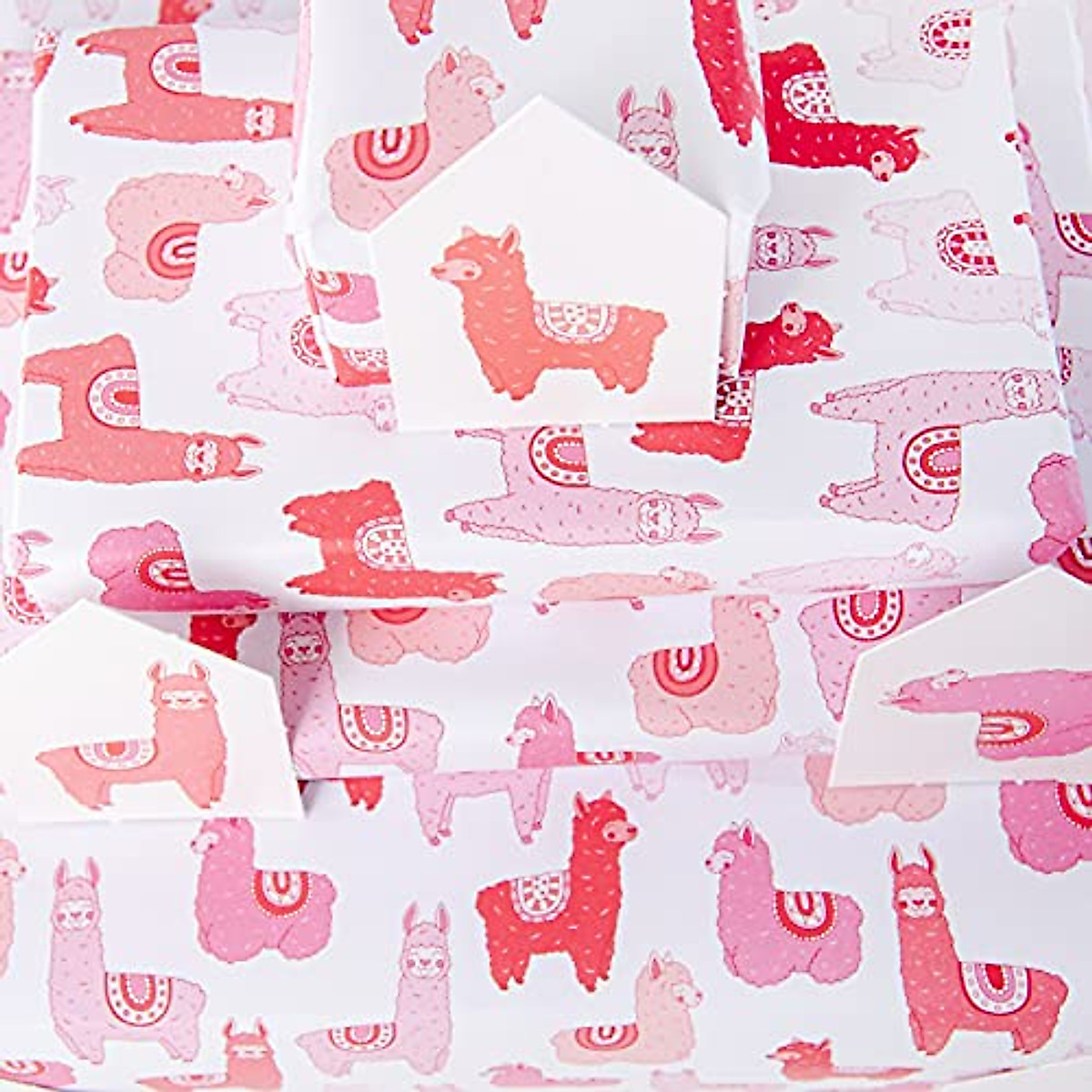CENTRAL 23 - Wrapping Paper for Girls - Pink Llamas - Fun Gift Wrap for Kids - 6 Sheets - 1st 2nd 3rd Birthdays - Cute Anniversary or Valentines Day Wrapping Paper for Girlfriend Wife - Recyclable
