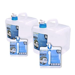 Collapsible Water Container with Spigot, Camping Water Storage Carrier Jug BPA-Free for Outdoors Hiking Backpack & Survival Kit, Foldable Portable Canteen 1.3/2.6/3.9/5.3 Gallon (5.3 Gallon, 2-pack)