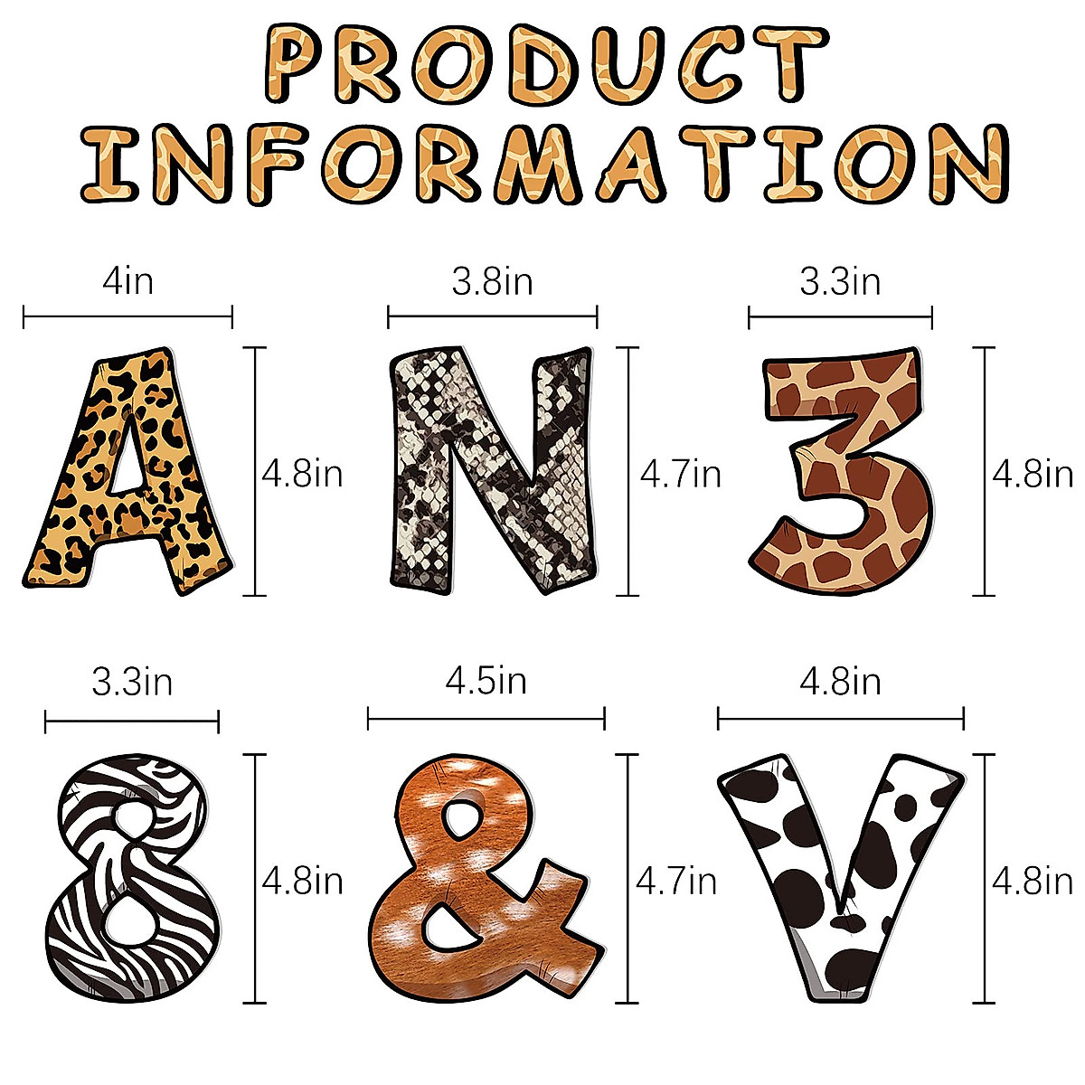80 Sheets Animal Prints Letters Cutout Animal Print Bulletin Board Letters and Number Accents Safari Animal Texture Letters Wall Decors with Glue Point Dots for Kids Nursery School Classroom