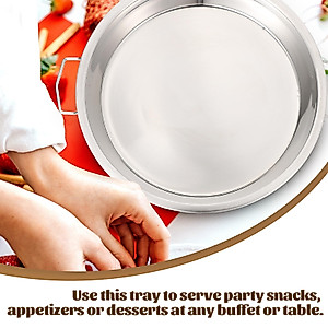 Luxshiny 2PCS Stainless Steel Roasting Pan, Pizza Cake Baking Tray Round Roaster Pan Stainless Steel Drip Pan for Turkey Baking,Roast Chicken