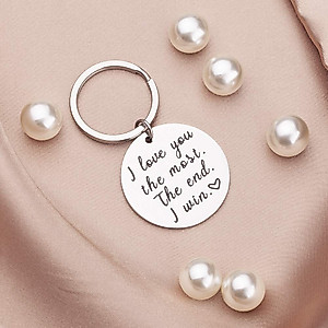 Couple Key Chain Gifts for Him Her-Husband for Girlfriend Boyfriend Wife Keychain Gifts for Anniversary Birthday Wedding Gifts from Wifey Hubby Valentine Day Gifts-I Love You Most The End I Win