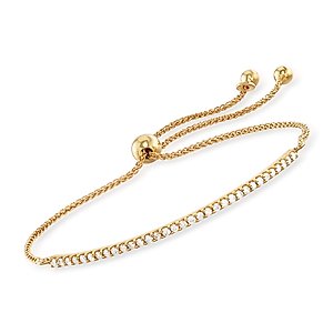Ross-Simons 0.50 ct. t.w. Diamond Curved Bar Bolo Bracelet in 18kt Gold Over Sterling