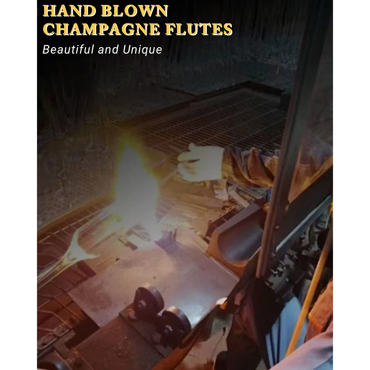 Physkoa Square Champagne Flutes Glass Set of 6-6.5 oz - Hand Blown Crystal Champagne Flutes - Modern Edge Champagne Glasses - Wedding Champagne Flutes Set - Gift for Birthday,Christmas,Party