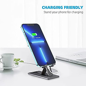 GTIPPOR Cell Phone Stand for Desk - Height Adjustable Holder Stand, Folds Flat Portable for Travel, Office Desk Accessories, Gifts for Women Men