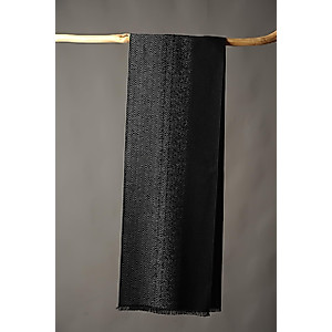 CUDDLE DREAMS Men's Silk Scarves, 100% Mulberry Silk Brushed, Luxuriously Soft (Black Gray Herringbone)