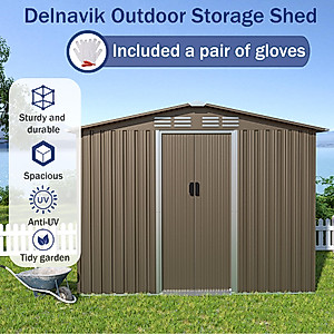 Rwnnad 8'X6' Outdoor Metal Storage Shed Waterproof, Shed Storage House with Double Doorknobs and Air Vents Waterproof Sheds Cabinet for Patio and Outside