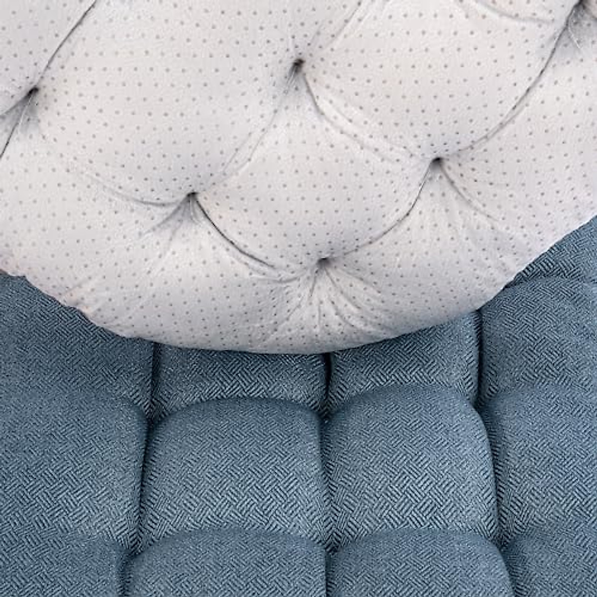 POMIU Outdoor Chair Cushions for Patio and Garden Furniture, Chair Pads Set Premium Comfortable Thick Fiber Fill Tufted Seat Floor Cover (2 Pack, 19" x 19", Dark Blue)