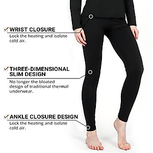 HEROBIKER Women's Thermal Underwear Set Long Johns Ultra Soft Thermal Pajama Top Bottom Black