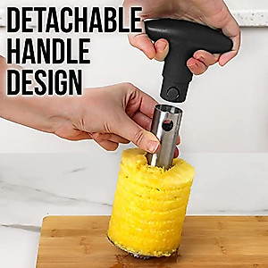 Pineapple Corer (Triple Reinforced Stainless Steel) with Eye Removal Tool - Pineapple Cutter with Reinforced Welding & Thick Blade - Pineapple Slicer and Corer Tool for Easy Core Removal by Zulay